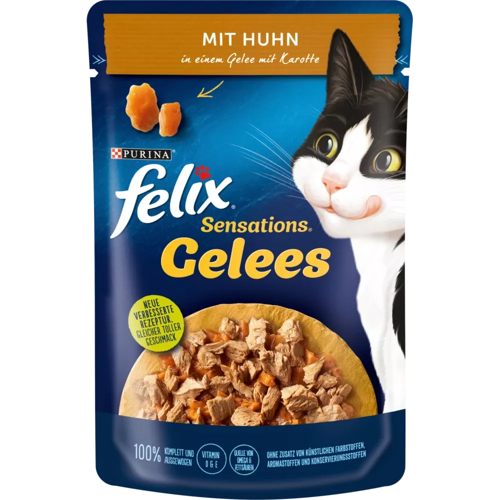 Felix Katten Natvoer, Volwassen, Sensations Jellies met kip en wortel,