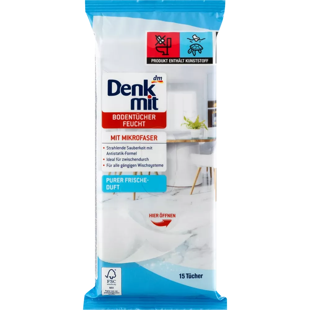 Denkmit Vochtige dweilen Pure Fresh Fragrance, 15 stuks.