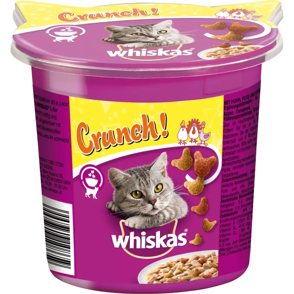 Whiskas Cat Treat Crunch met kip, kalkoen & eend, 100 g
